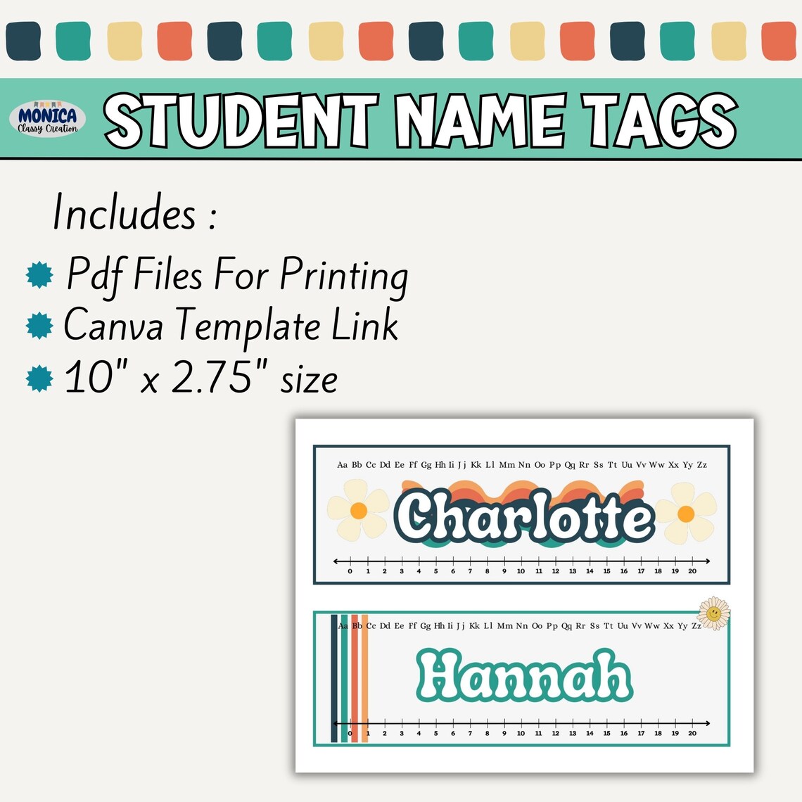 Classroom Student Desk Name Labels-retro Groovy Class Name Tags ...