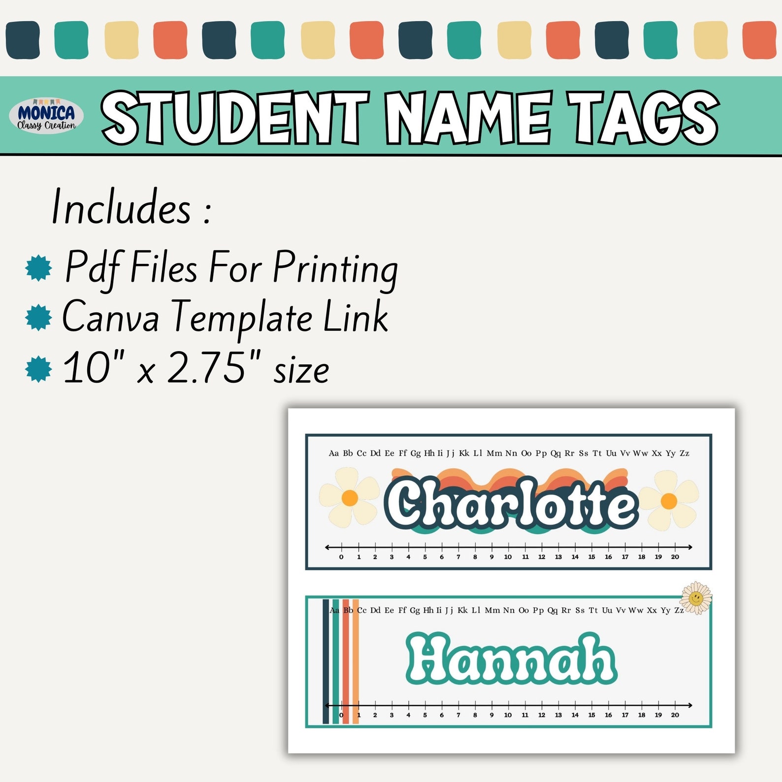 Classroom Student Desk Name Labels-retro Groovy Class Name Tags ...