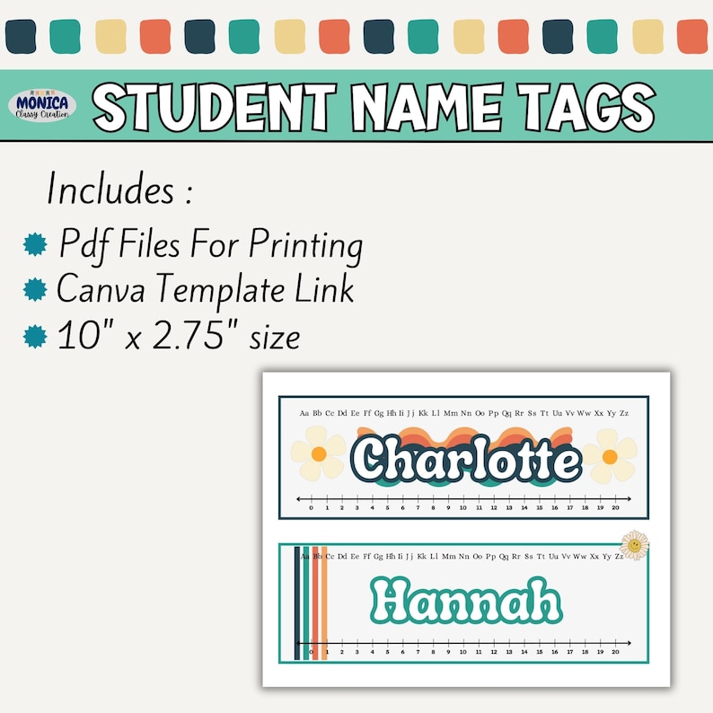 Classroom Student Desk Name Labels-retro Groovy Class Name Tags ...
