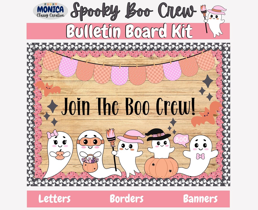 Spooky Boo to Crew Halloween Bulletin Board Decor-pastel Boho Classroom ...
