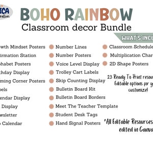 Boho Rainbow Classroom Decor Bundle-elementary Classroom Theme Ideas ...