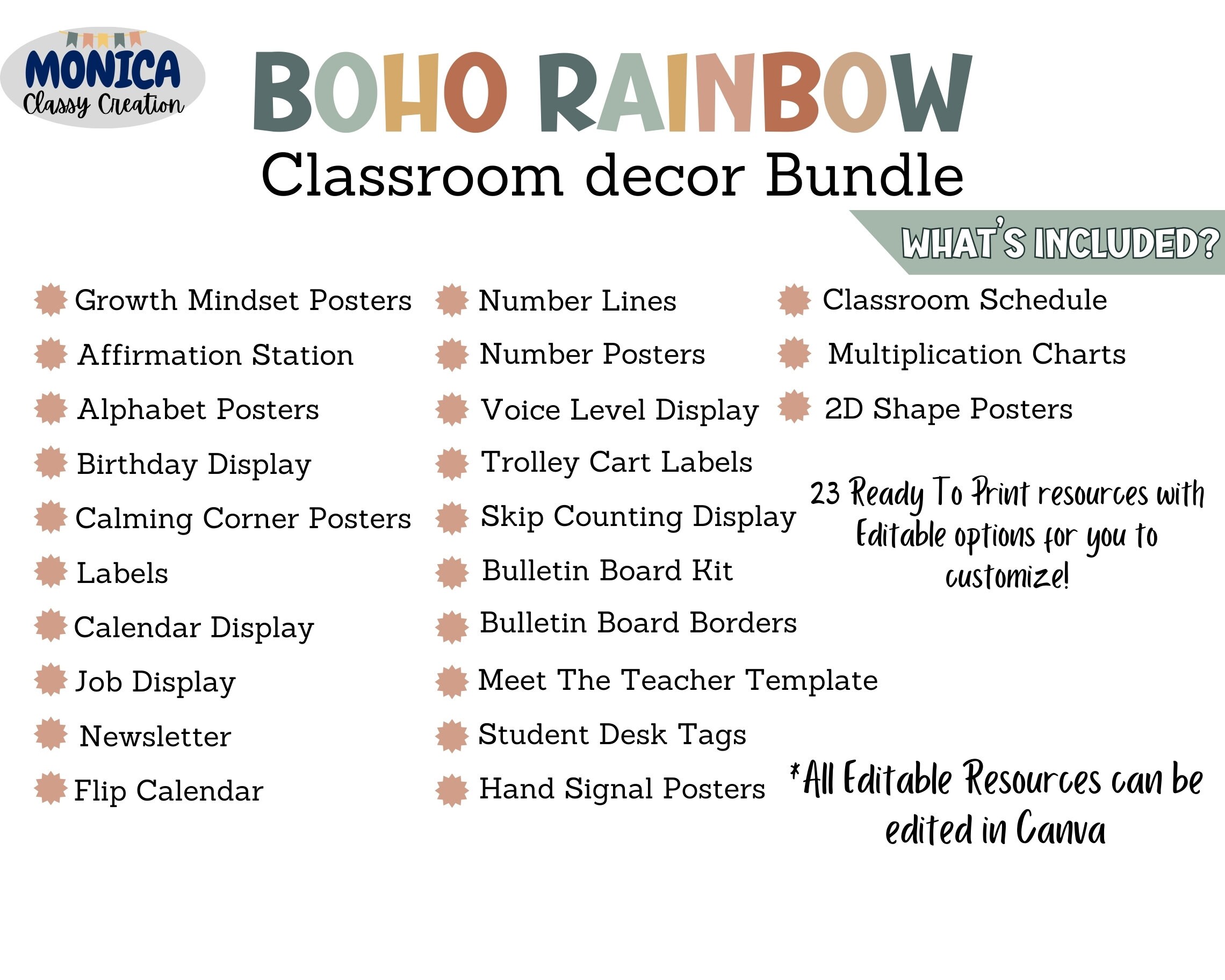 Boho Rainbow Classroom Decor Bundle-elementary Classroom Theme Ideas ...