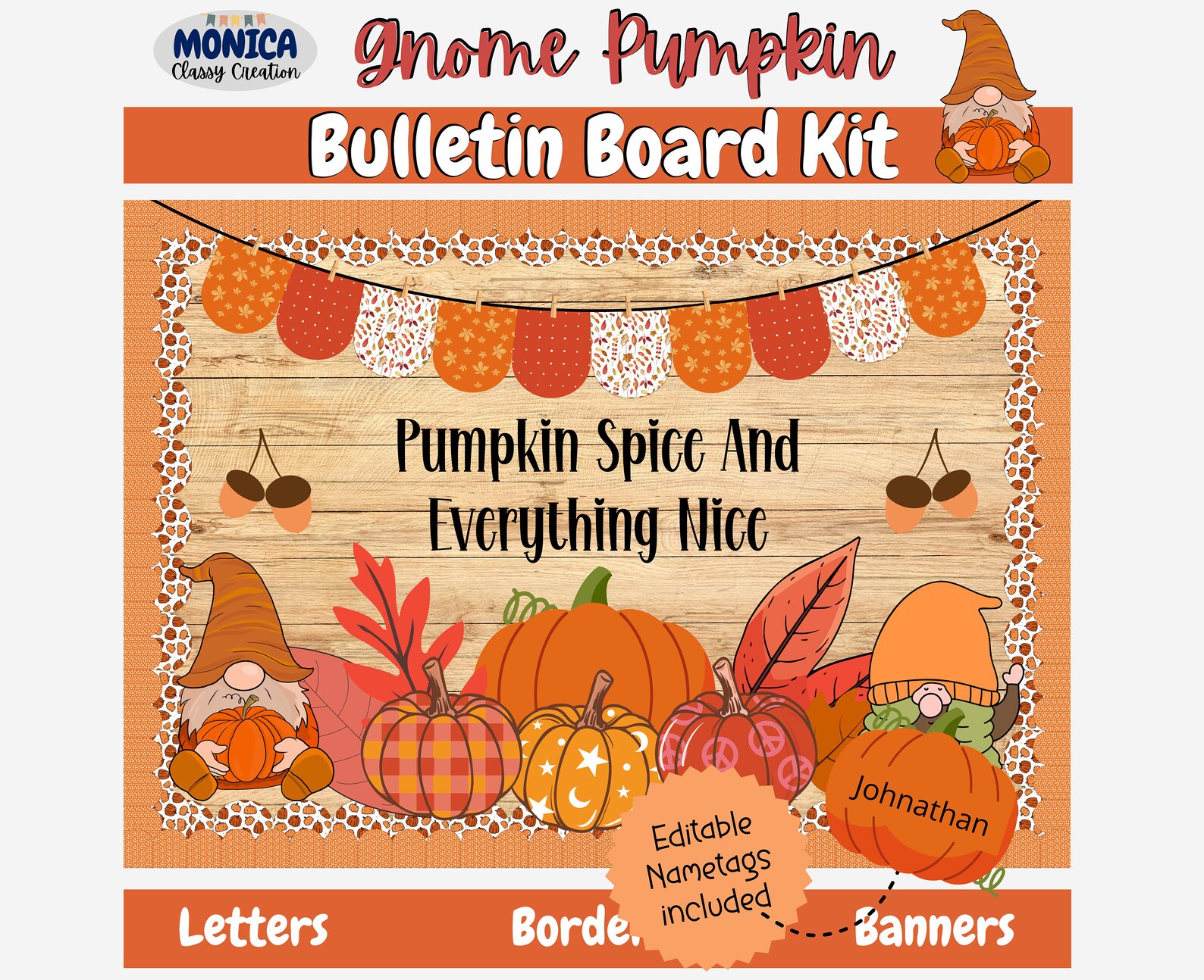 Gnome Pumpkin Fall Bulletin Board Kit-classroom Decor-teacher - Etsy