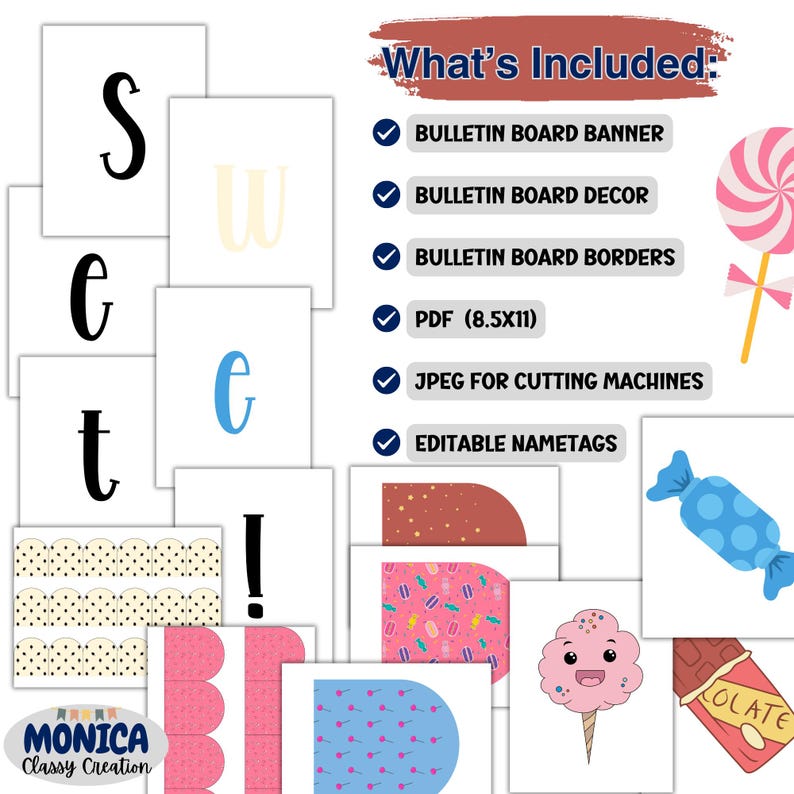 Sweet Candy Bulletin Board Kit-candyland Pastel Classroom Door Decor ...