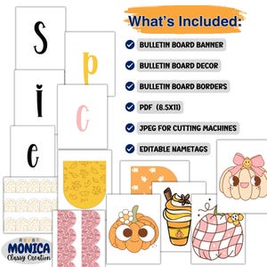 Pumpkin Spice Bulletin Board Kit Pumpkin Patch Pastel Fall Classroom ...