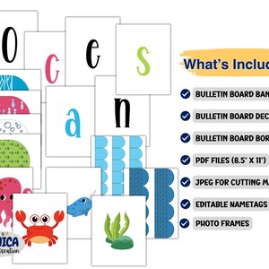 Ocean Animals Summer Bulletin Board Kit-end of the Year Classroom Door ...
