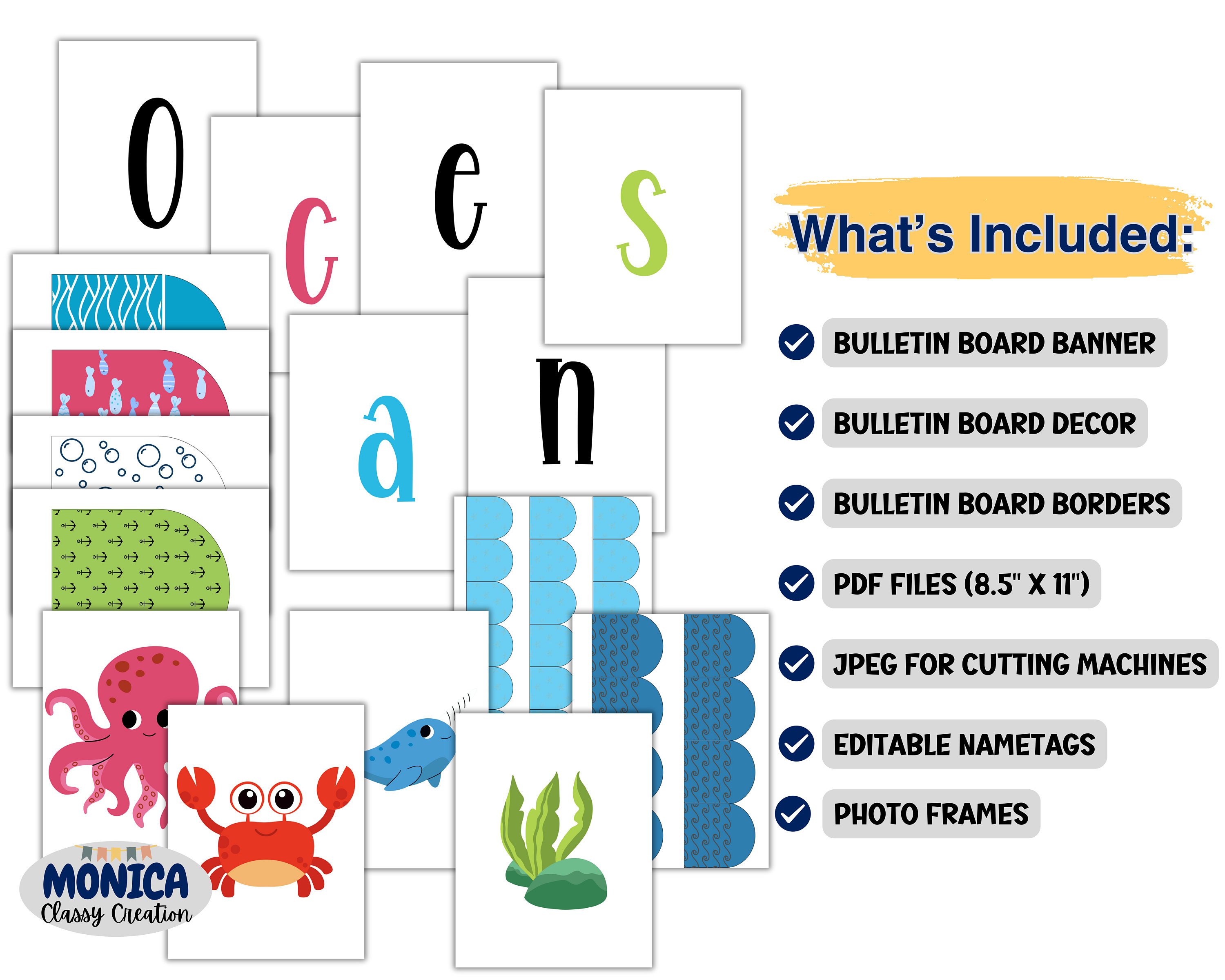 Ocean Animals Summer Bulletin Board Kit-end of the Year Classroom Door ...