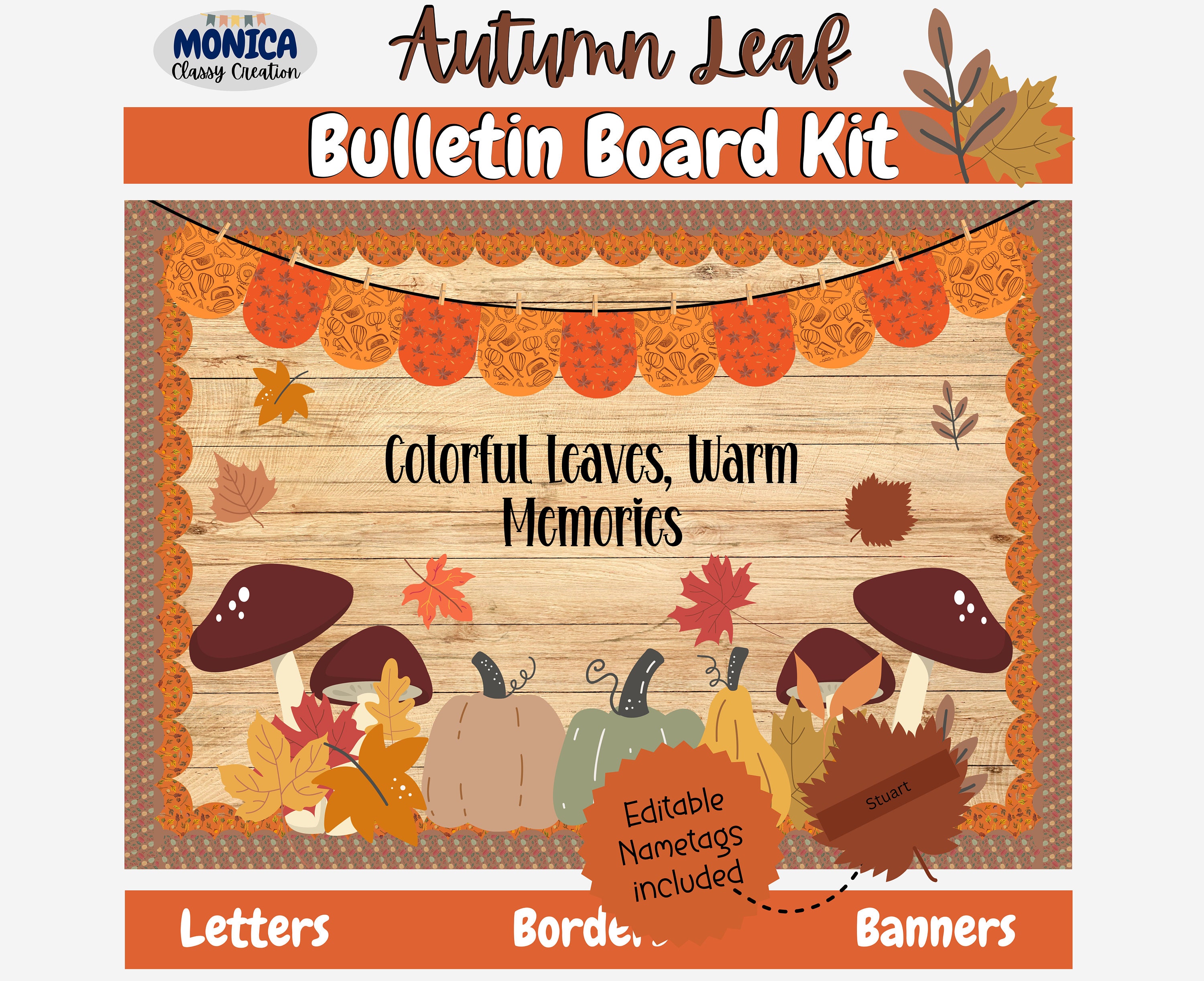 Fall Pumpkin Themed Bulletin Board Kit-classroom Teacher Decor-boho ...