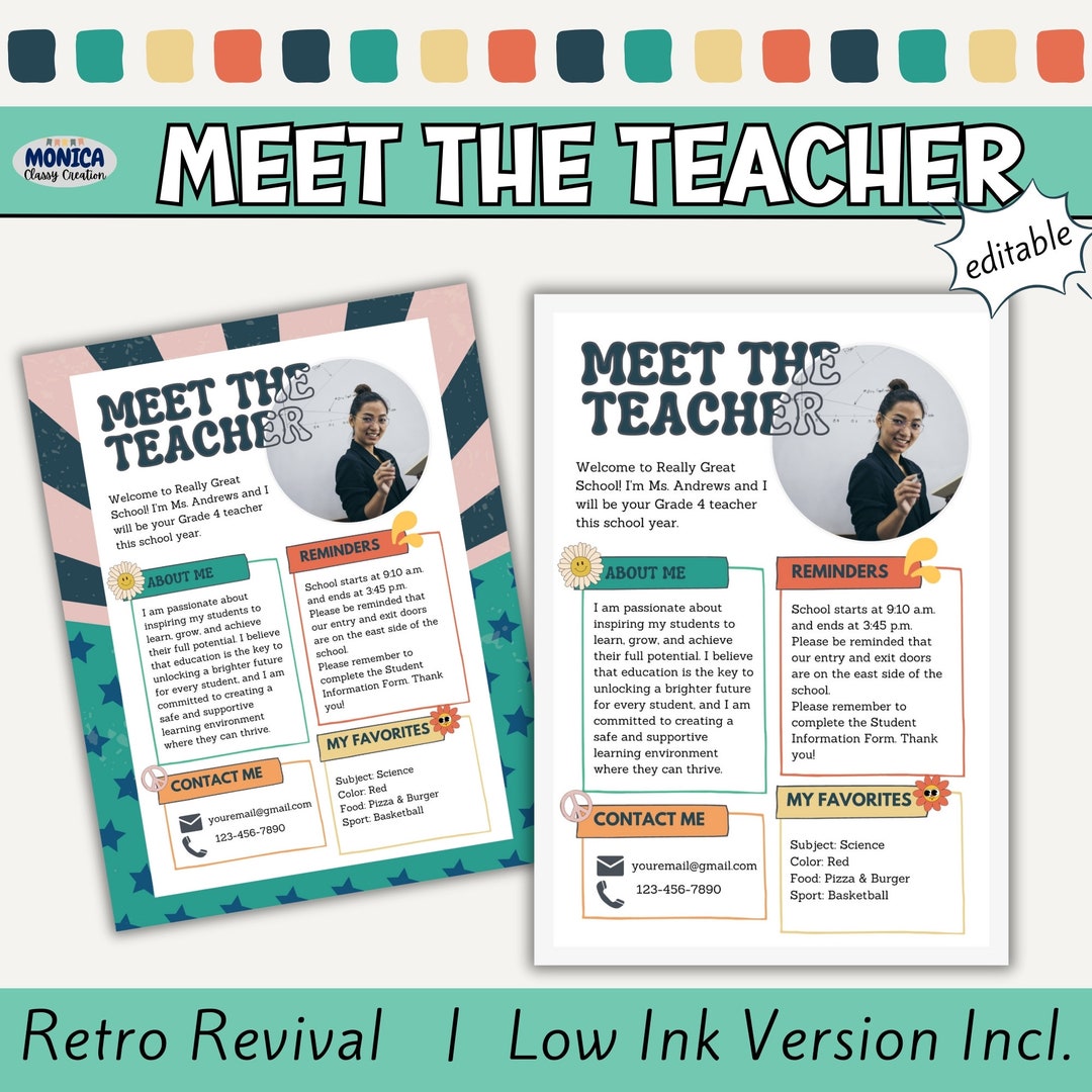 Retro Meet the Teacher Template-groovy Classroom Decor-editable Canva ...