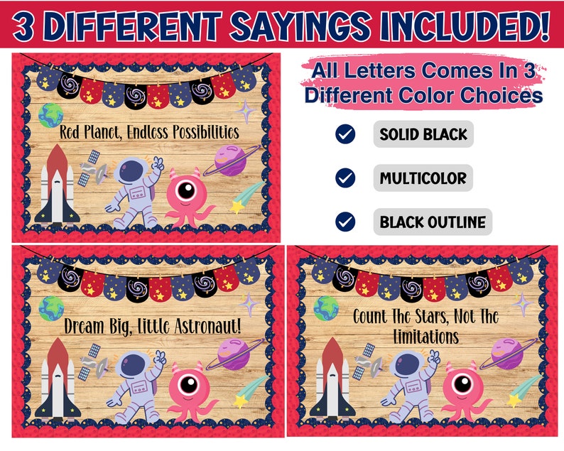 Outer Space Bulletin Board Kit- Space Theme Classroom Door Decor-star ...