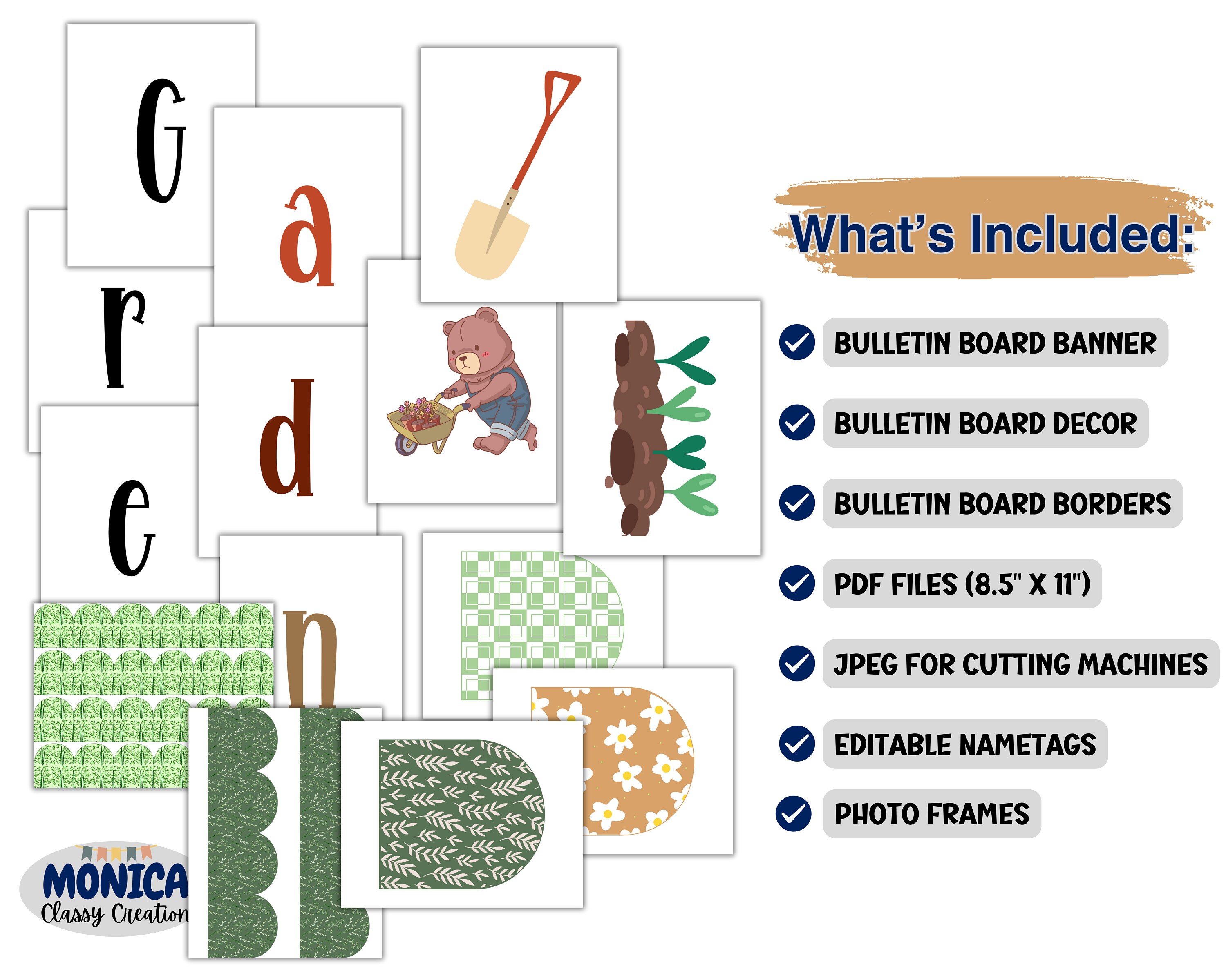 Garden Bulletin Board Kit-modern Greenery Theme Classroom Door Decor ...