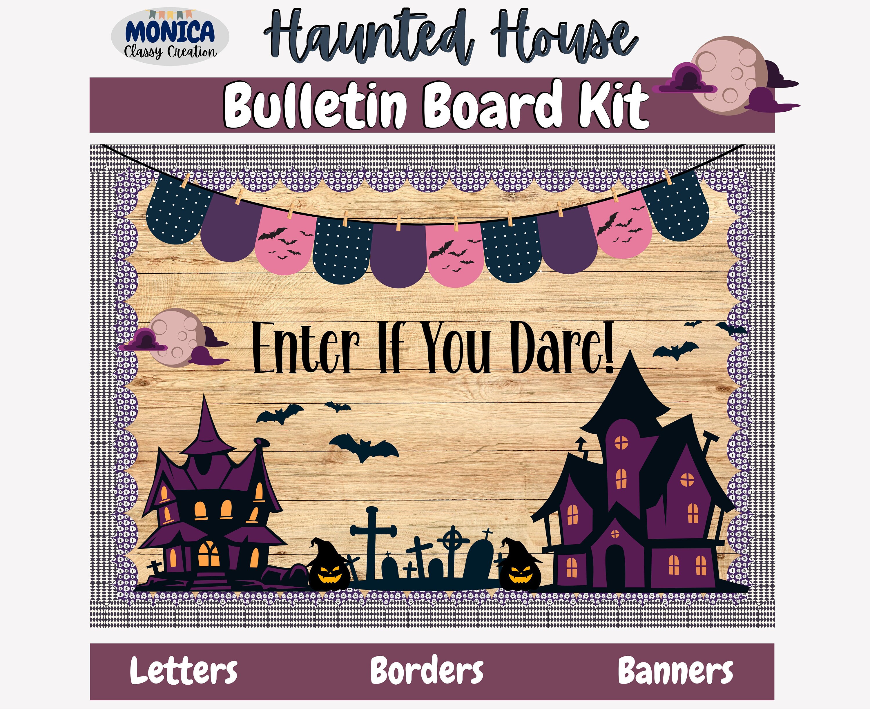 Haunted House Halloween Bulletin Board Kit-fall Classroom Door Decor ...
