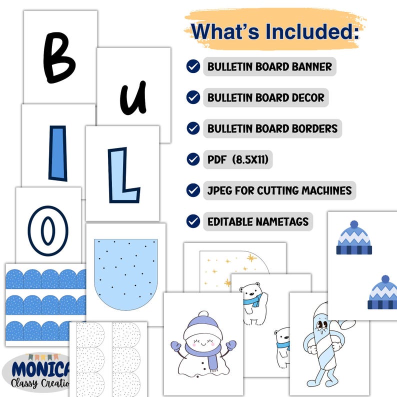 Winter Mitten Bulletin Board Kit-snowman Igloo Classroom Door Decor ...