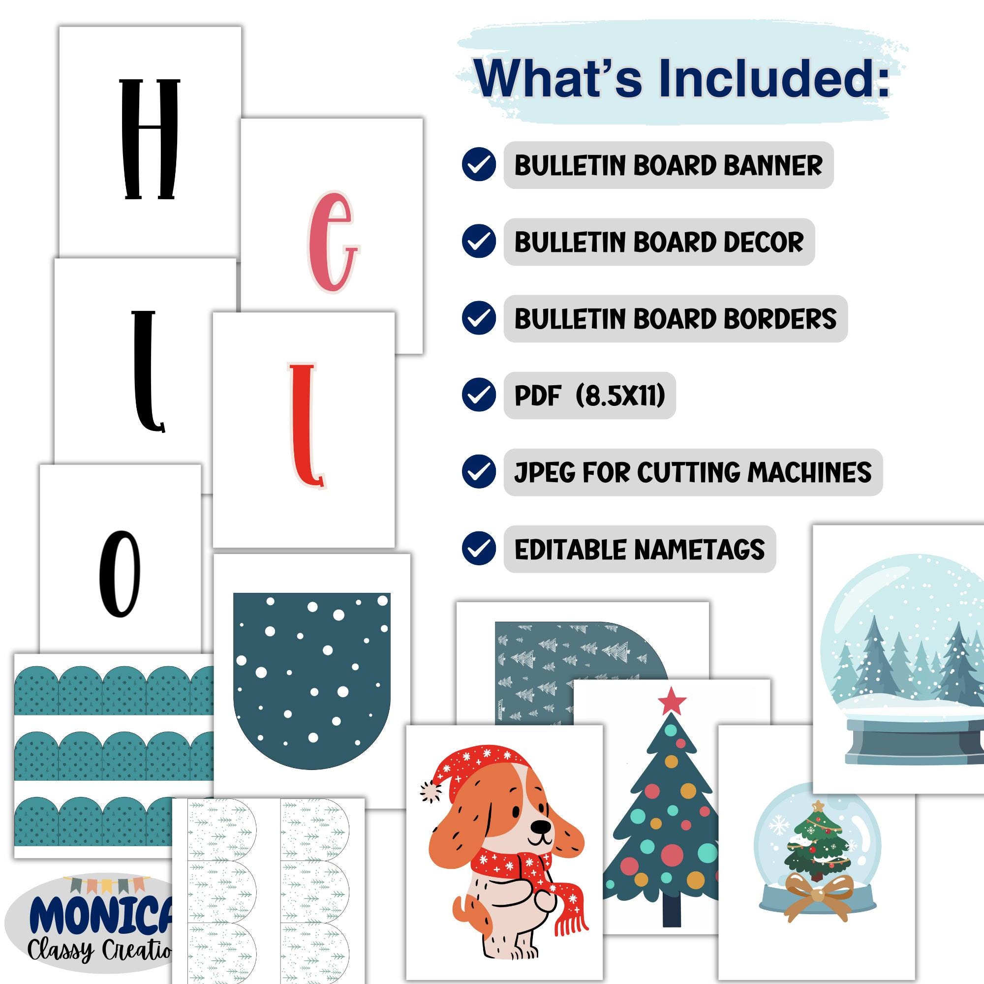 Winter Snowglobe Bulletin Board Kit Idea-hello Winter Wonderland ...