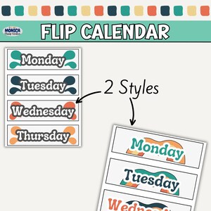 Retro Groovy Themed Classroom Flip Calendar Display-editable Canva ...