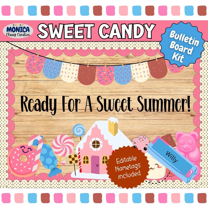 Sweet Candy Bulletin Board Kit-candyland Pastel Classroom Door Decor ...