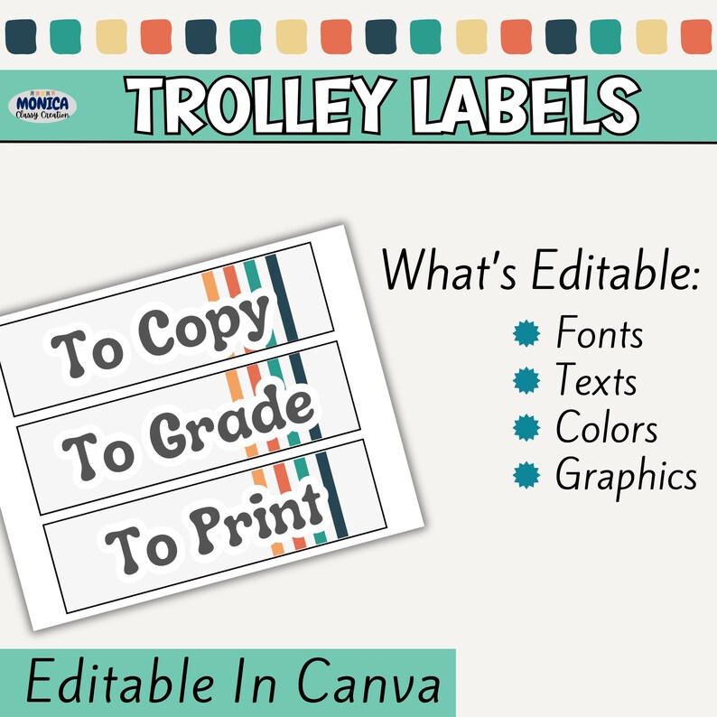 Retro 10 Drawer Trolley Cart Labels-teacher Rolling Cart Labels ...