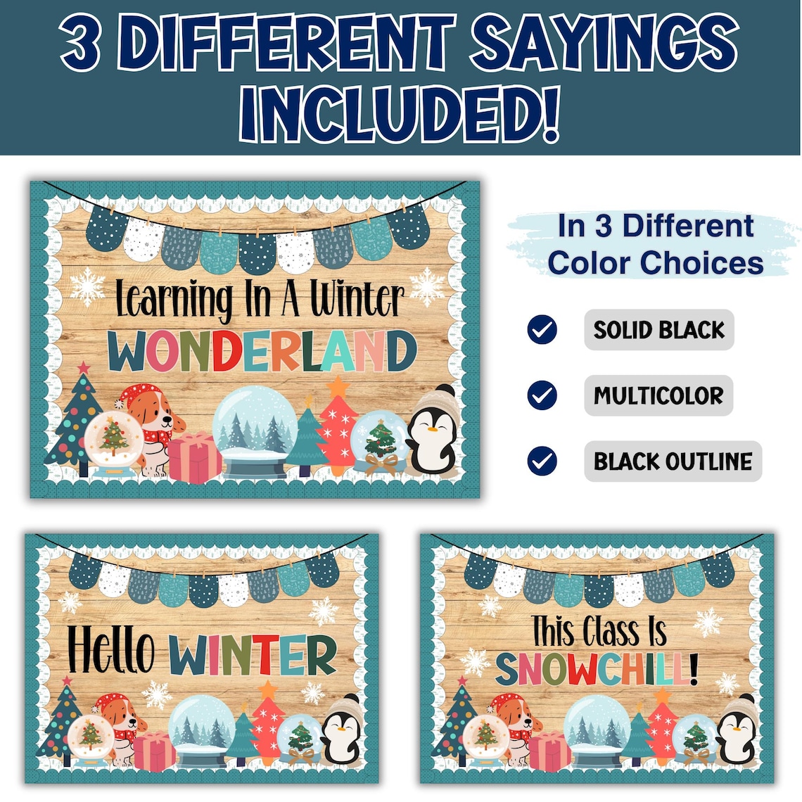Winter Snowglobe Bulletin Board Kit Idea-hello Winter Wonderland ...
