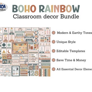 Boho Rainbow Classroom Decor Bundle-elementary Classroom Theme Ideas ...