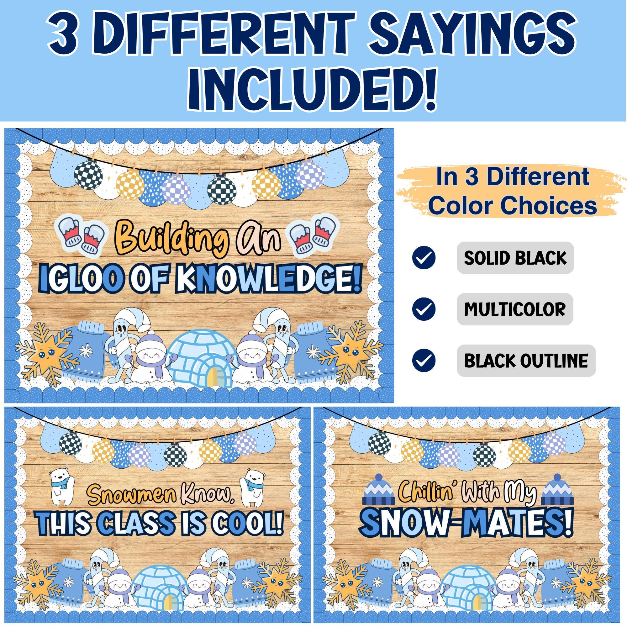 Winter Mitten Bulletin Board Kit-snowman Igloo Classroom Door Decor ...