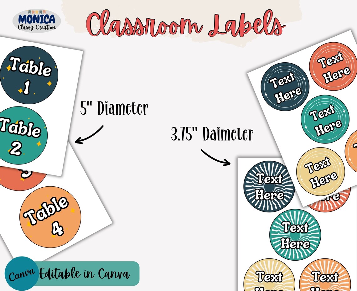 Retro Classroom Labels Sign Pack-teacher Toolbox - Etsy