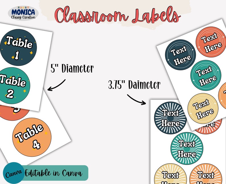 Retro Classroom Labels Sign Pack-teacher Toolbox - Etsy