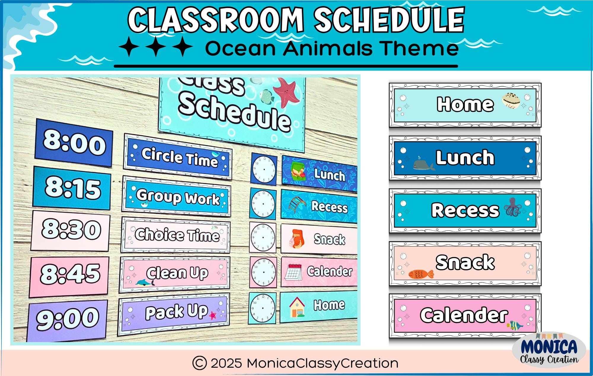 Pastel Classroom Schedule Cards With Pictures Canva Daily Visual ...