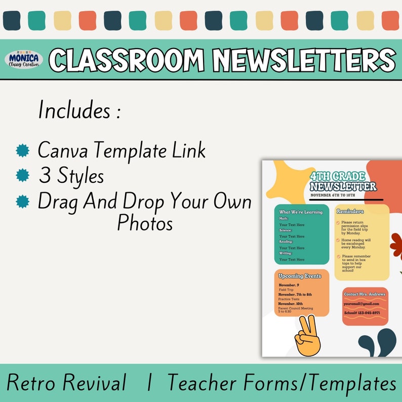 Retro Classroom Newsletter Templates for Teachers-groovy Editable Back ...