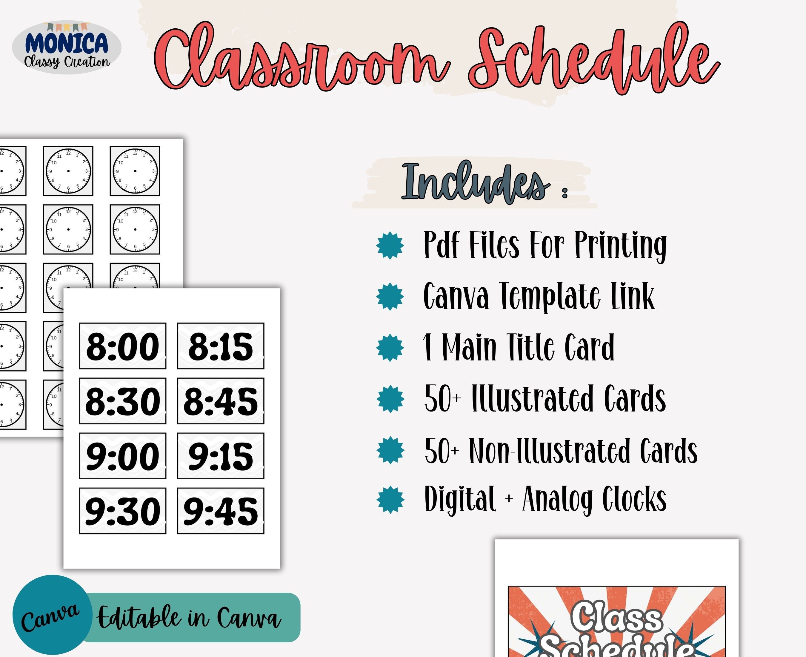 Retro Classroom Schedule Cards-groovy Class Timetable - Etsy