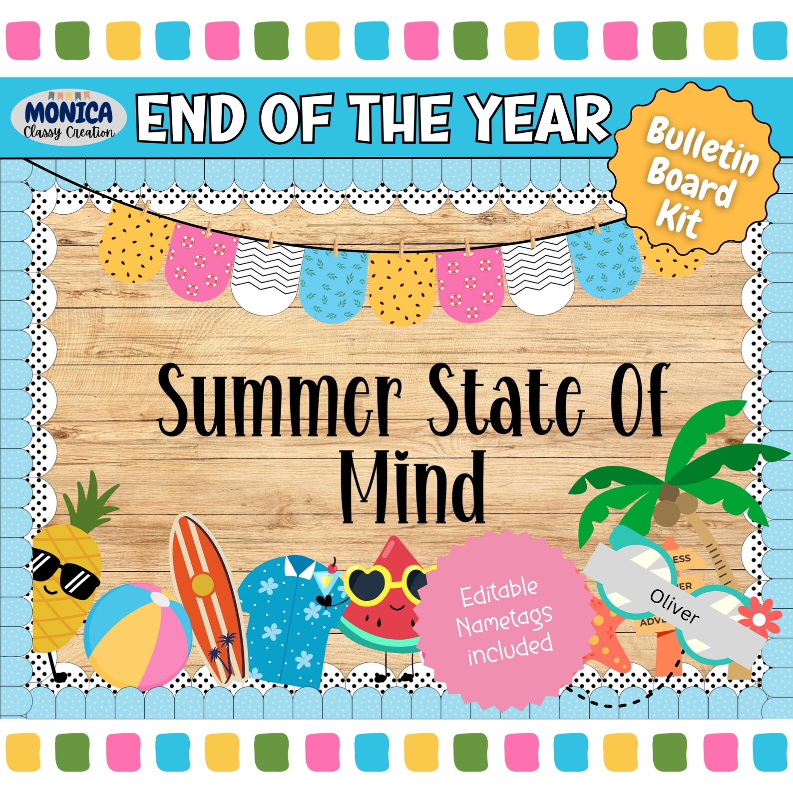 End of the Year Bulletin Board Kit-hello Summer Vibes Classroom Door ...