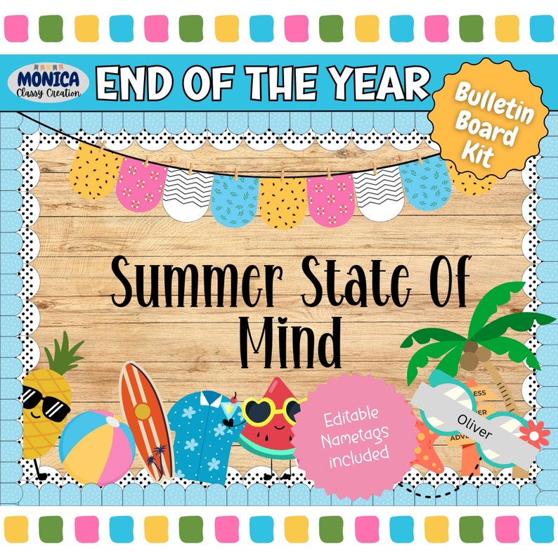 End of the Year Bulletin Board Kit-hello Summer Vibes Classroom Door ...