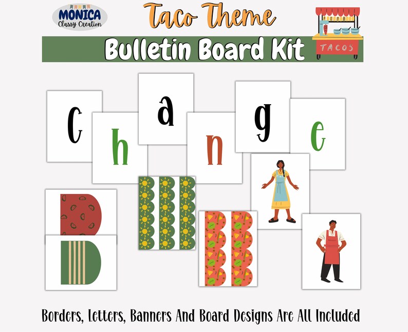 Taco Theme Learning Bulletin Board Kit-summer Bulletin Board Set ...