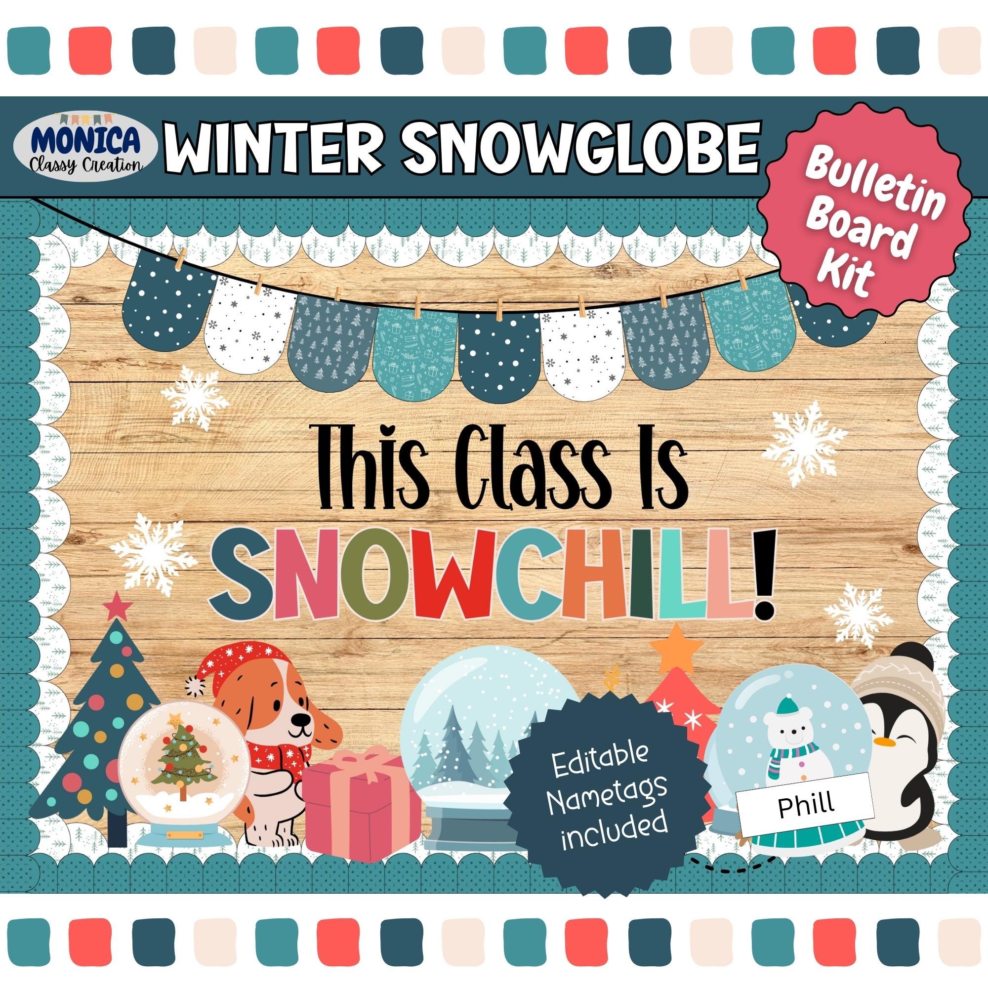 Winter Snowglobe Bulletin Board Kit Idea-hello Winter Wonderland ...