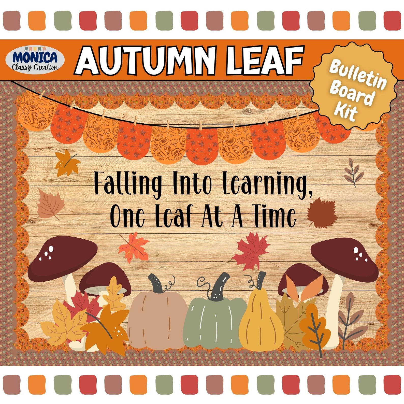 Boho Fall Bulletin Board Kit Pumpkin Patch Classroom Door Decor Autumn ...