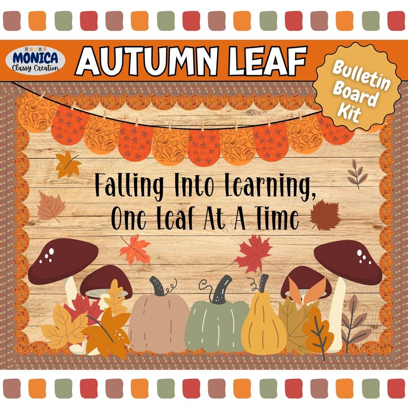 Boho Fall Bulletin Board Kit Pumpkin Patch Classroom Door Decor Autumn ...