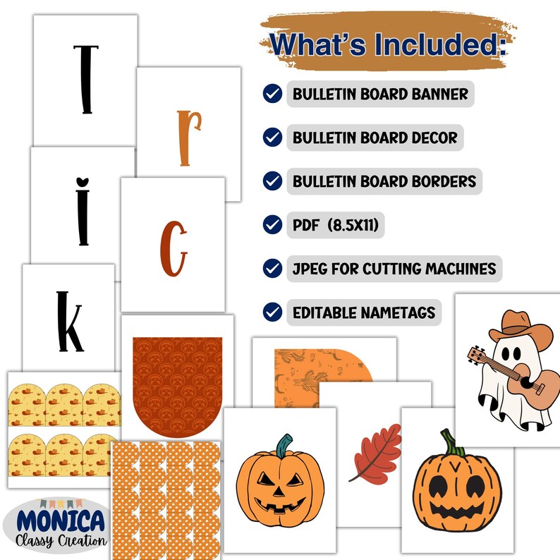 Spooky Halloween Bulletin Board Kit Fall Ghost Classroom Door Decor ...