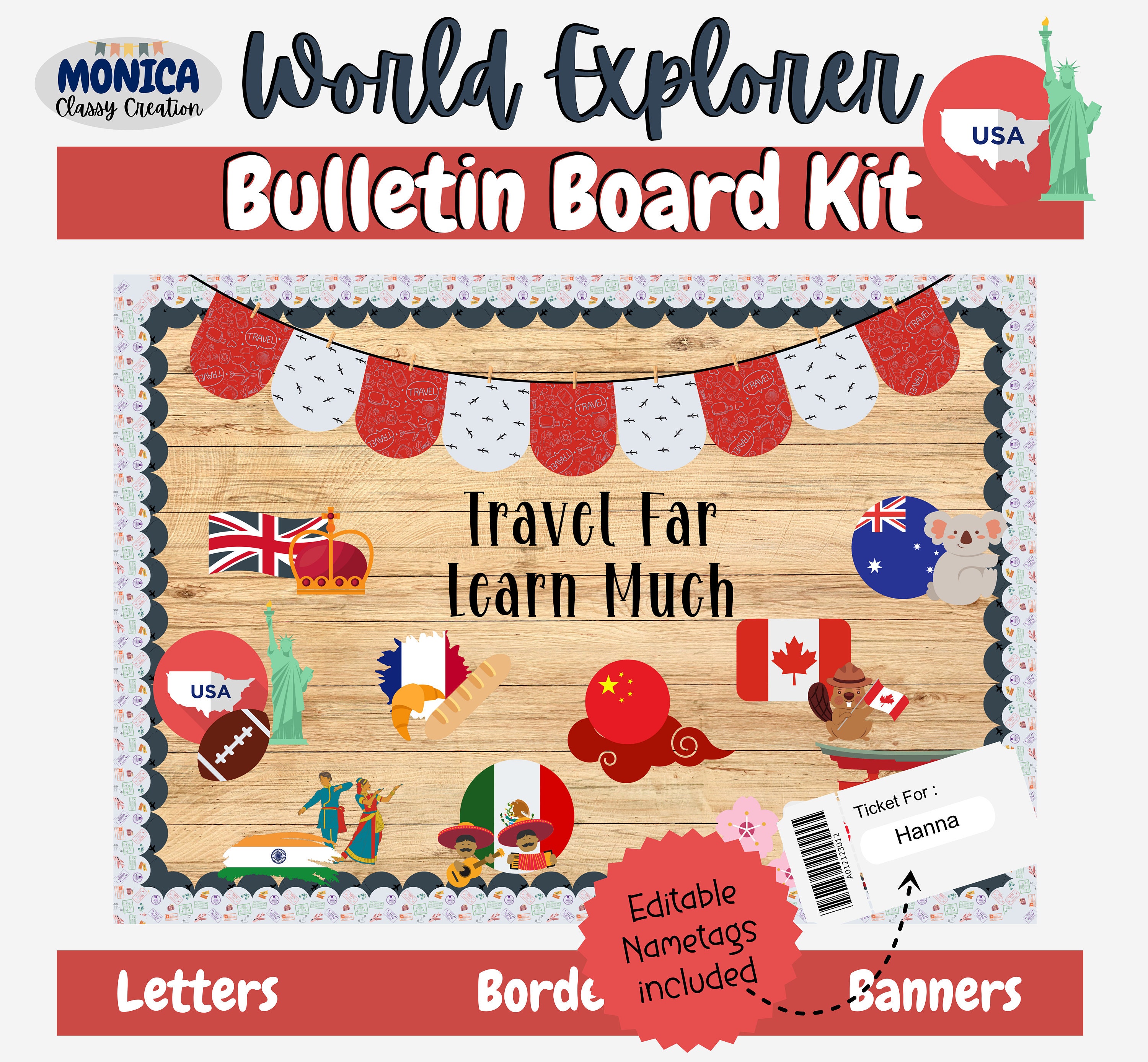 World Travel Adventure Bulletin Board Kit Geography Theme - Etsy