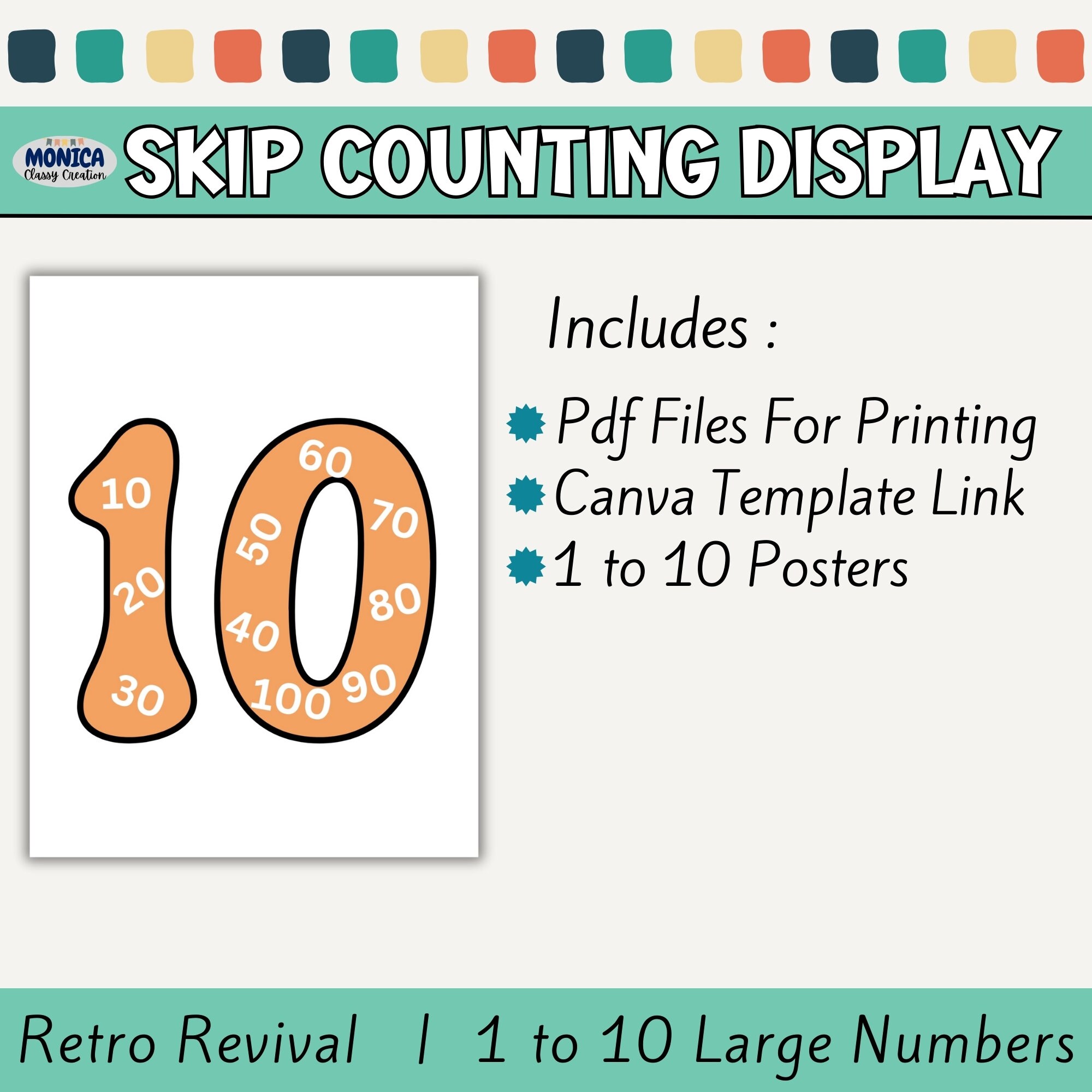 Classroom Large Numbers Skip Counting Posters-editables Canva Templates ...