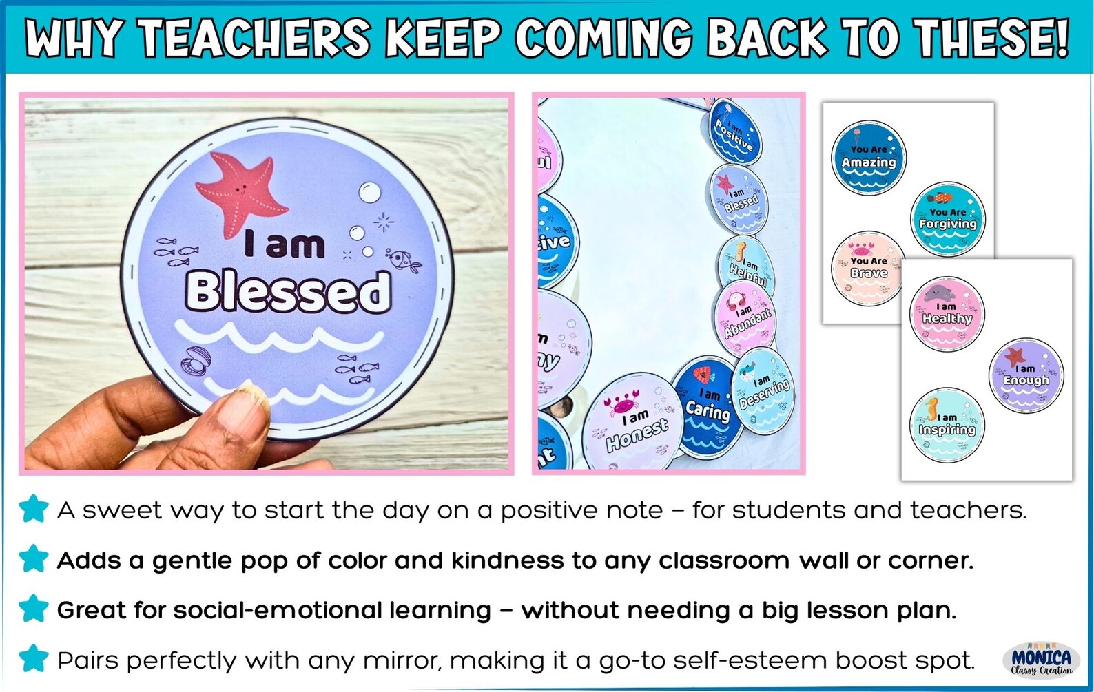 Classroom Mirror Affirmation Station for Kids-ocean Theme Classroom ...