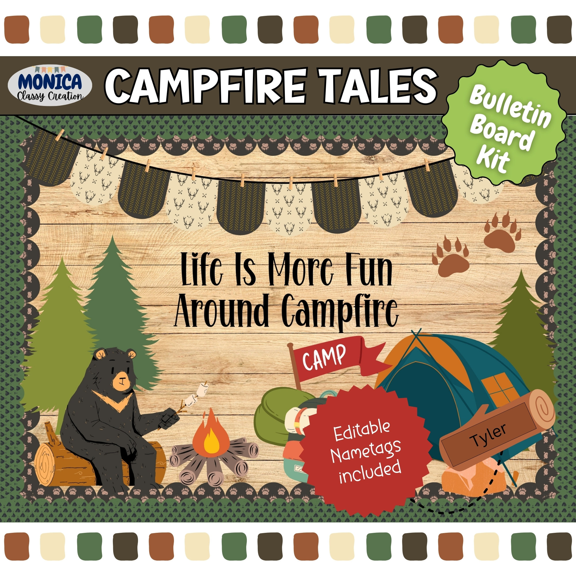 Camp Theme Bulletin Board Kit-happy Camper Classroom Door Decor-nature ...