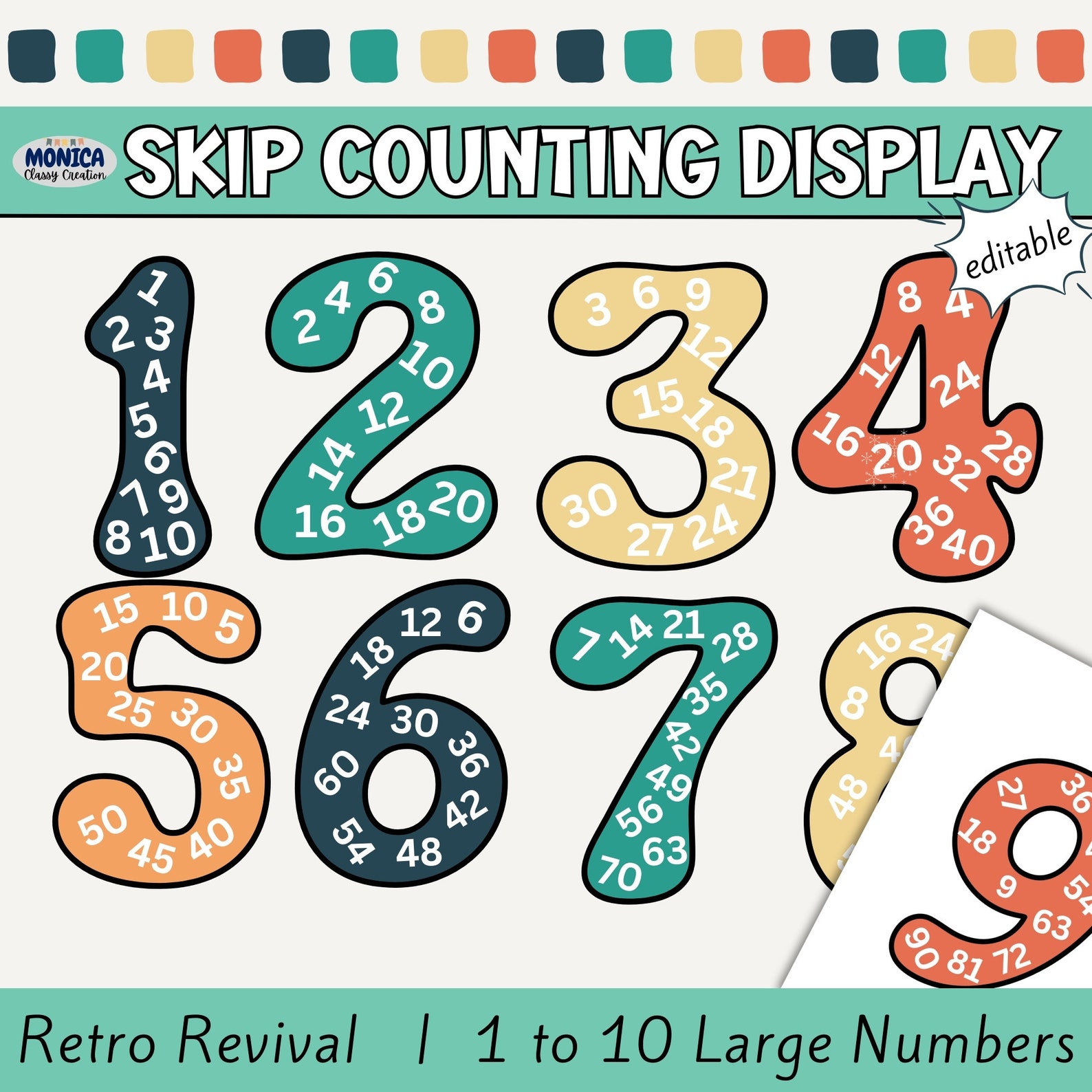 Classroom Large Numbers Skip Counting Posters-editables Canva Templates ...