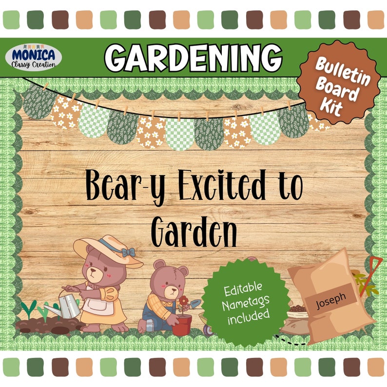 Garden Bulletin Board Kit-modern Greenery Theme Classroom Door Decor ...