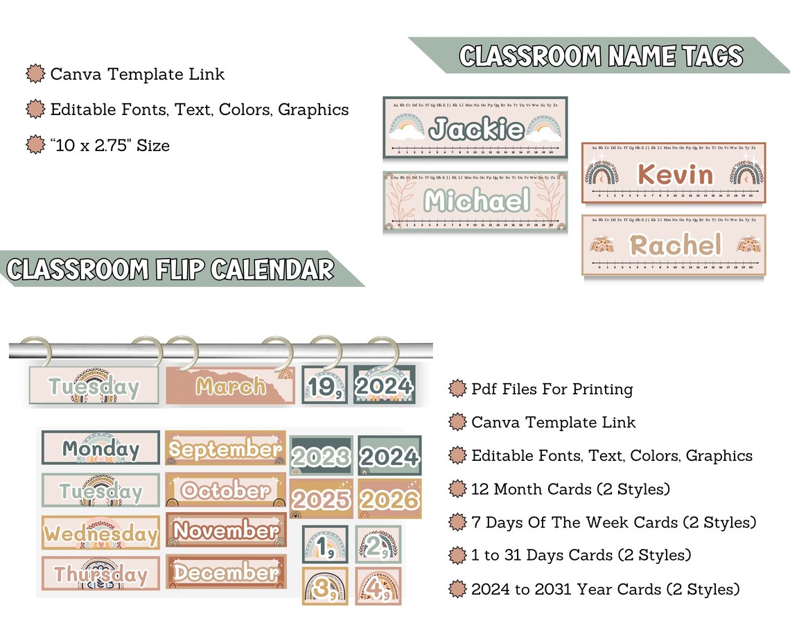 Boho Rainbow Classroom Decor Bundle-elementary Classroom Theme Ideas ...