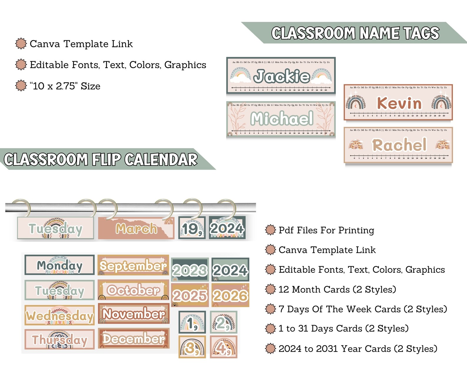 Boho Rainbow Classroom Decor Bundle-elementary Classroom Theme Ideas ...