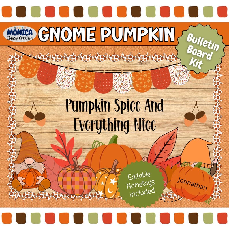 Fall Gnomes Bulletin Board Kit-pumpkin Gnome Classroom Door Decor ...
