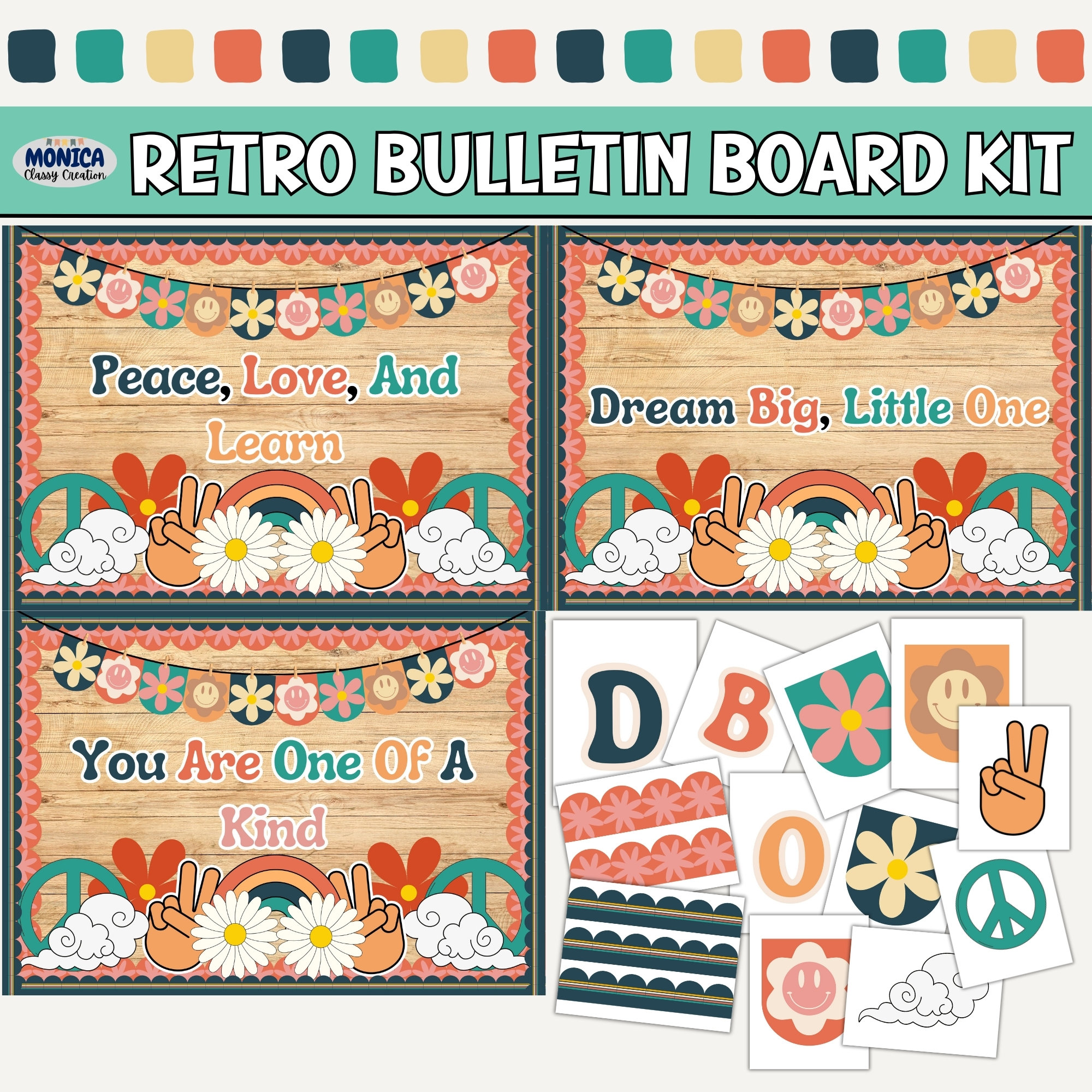 Retro Groovy Bulletin Board Kit-classroom Door Decor-modern Teacher ...