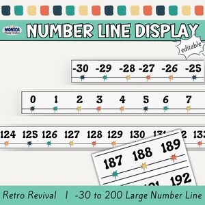 Classroom Number Lines 1-200 Display With Negatives-retro Groovy Back ...