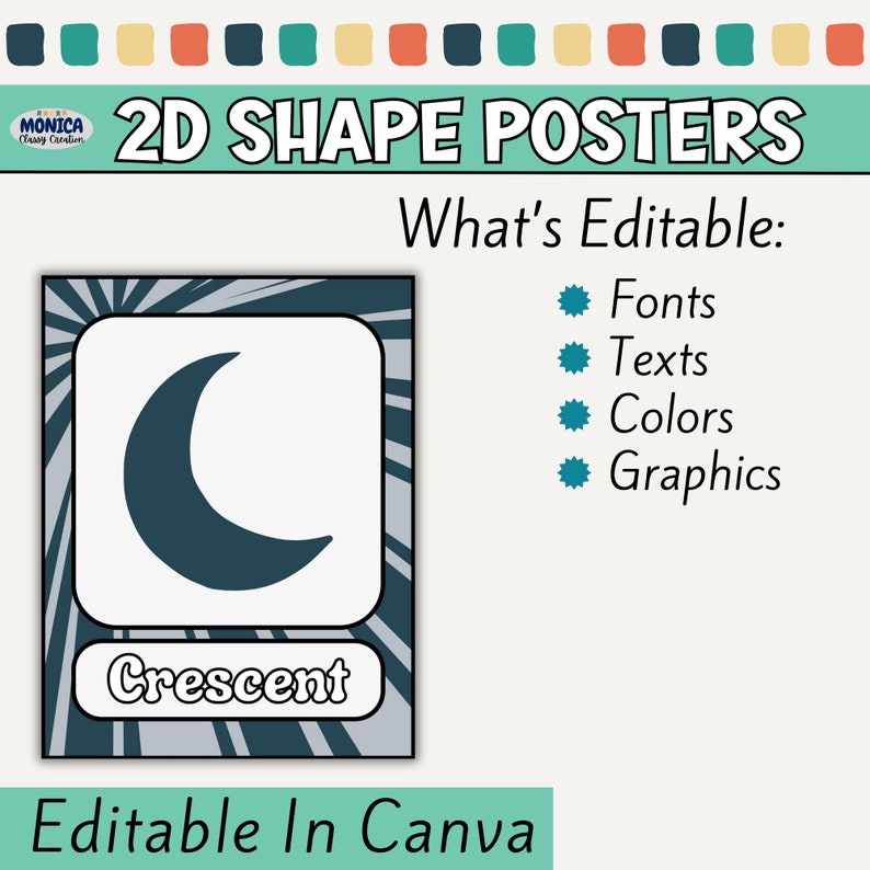 Retro Groovy Theme 2D Shape Posters-classroom Decor Printables-teacher ...