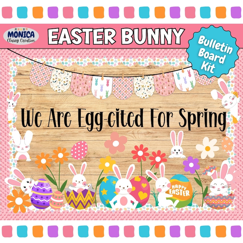 Easter Bunny Bulletin Board Kit-spring Bulletin Board Kit-spring ...