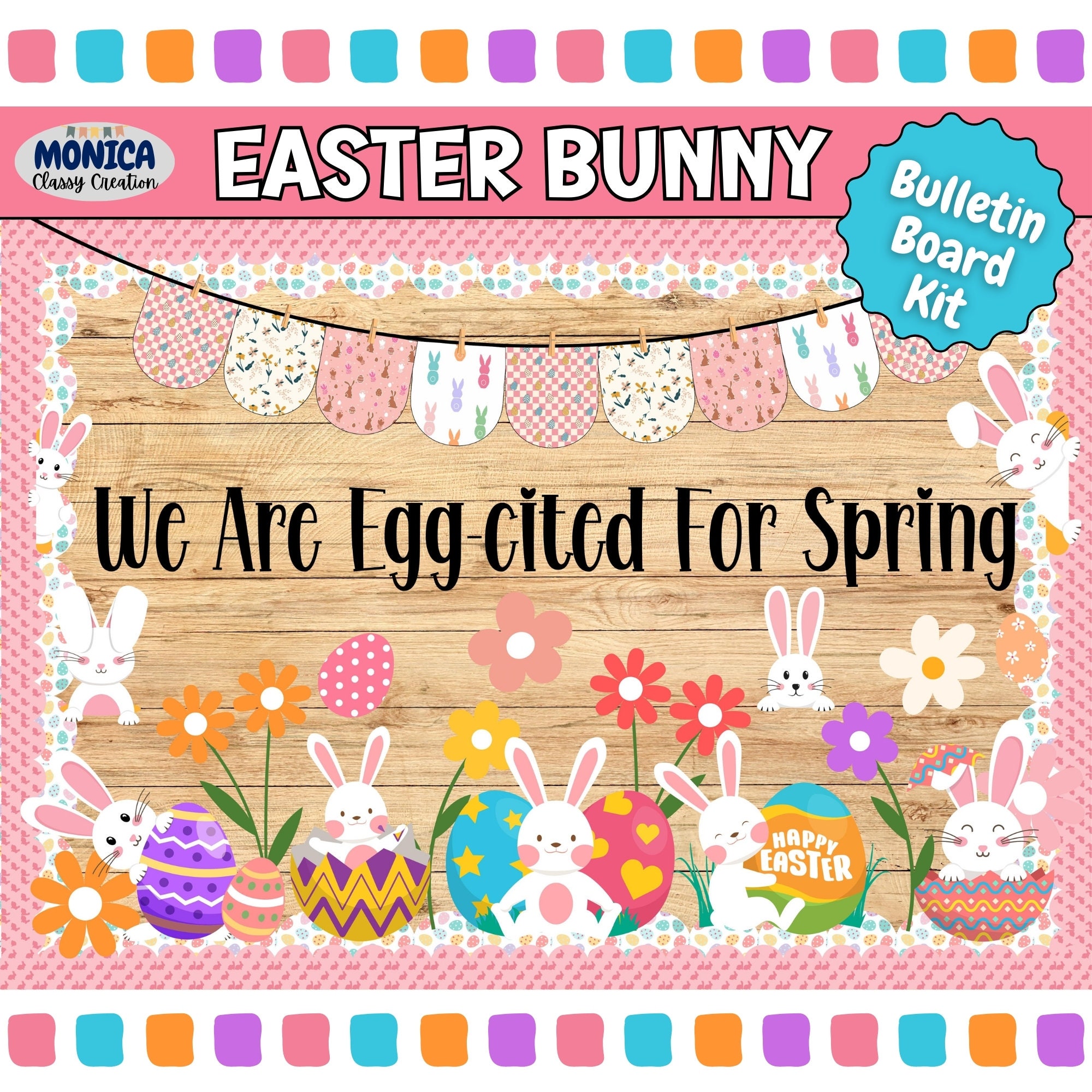 Easter Bunny Bulletin Board Kit-spring Bulletin Board Kit-spring ...